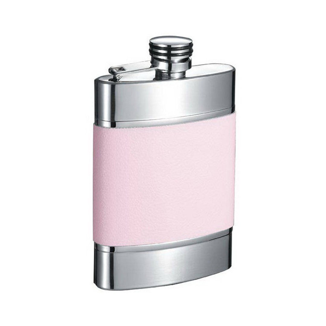 Personalized Flask for Women, 6oz Pink and Burshed Stainless Steel Hip ...