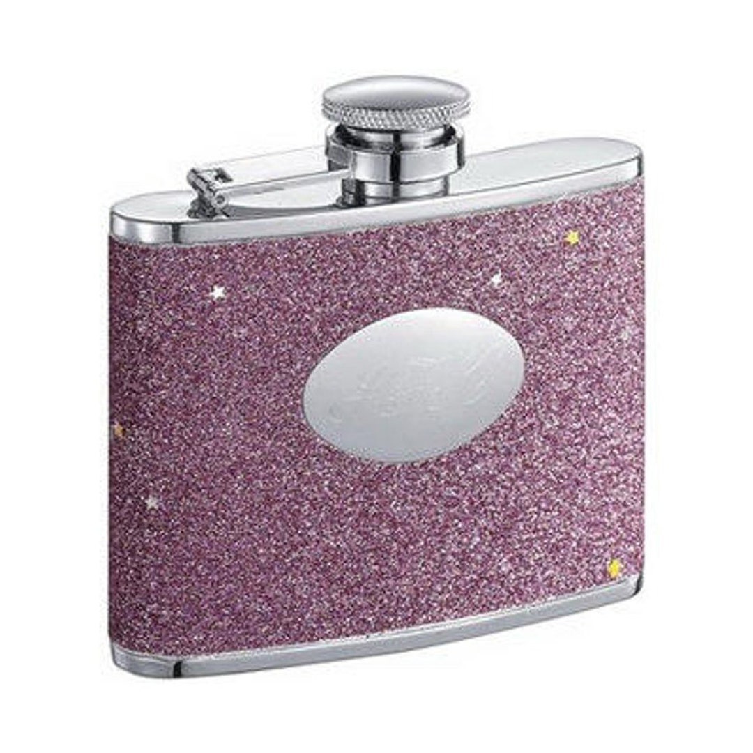 Personalized Flask for Women, 4oz Glitter Finish Stainless Steel Flask ...