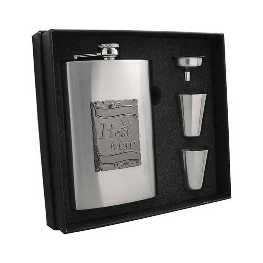 Personalized Flask for Men, 8oz Stainless Steel Best Man Flask Set, Groomsmen Flask, Flasks for ...