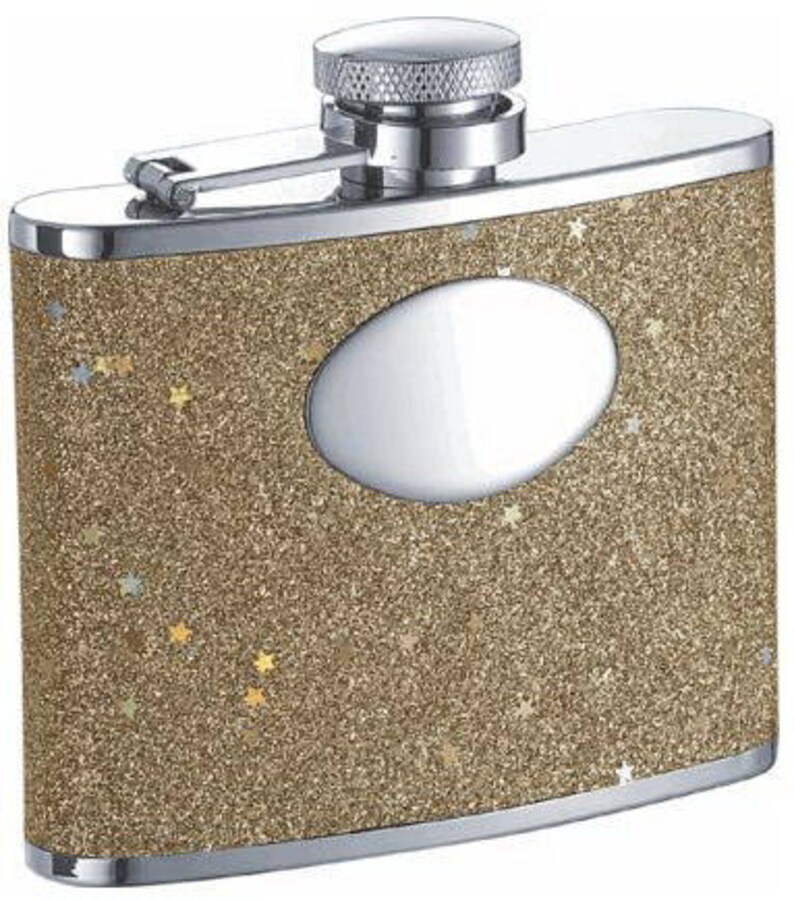Personalized Flask for Women, 4oz Glitter Stainless Steel Hip Flask Set ...
