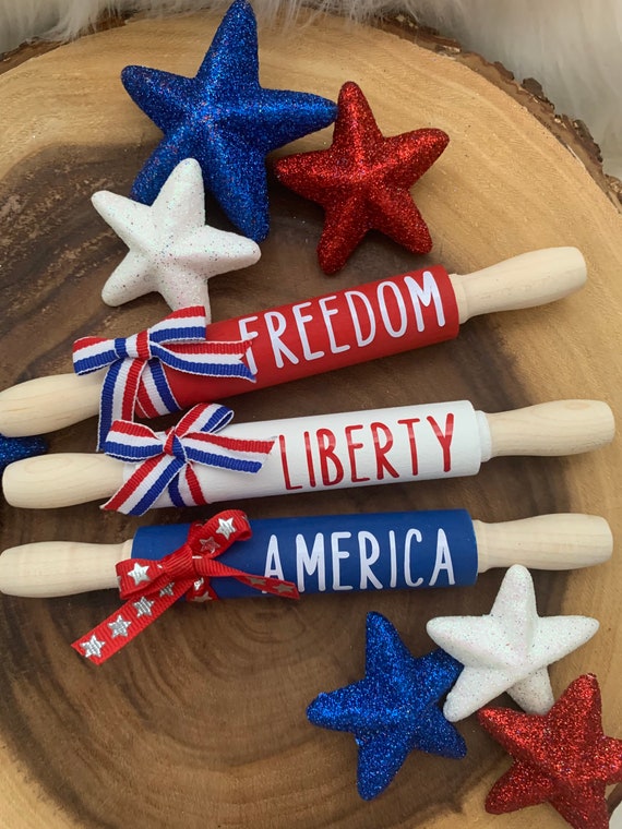 Mini 4th of July Rolling Pin Tiered Tray Decor. Super Cute | Etsy