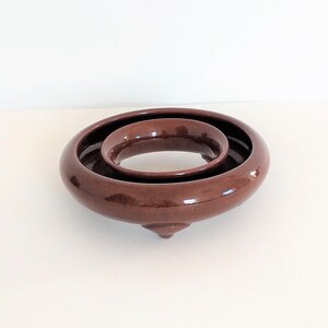6" Vintage Ceramic Footed Ring Vase | Donut Vase | Glazed Ceramic Brown ...