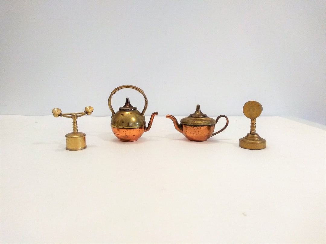 Vintage Brass Miniature Tea Pots | Brass Miniatures | Brass Doll House ...