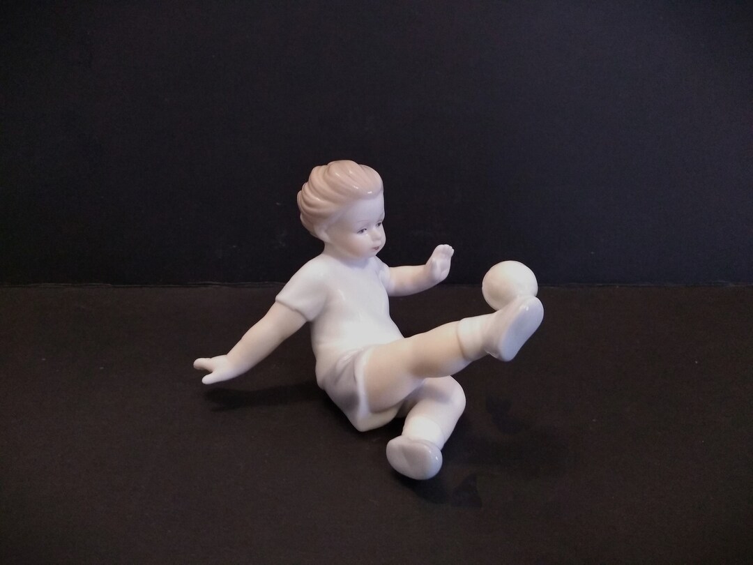 4" Vintage Porcelain Boy Figurine | Boy Playing the Ball Figurine ...