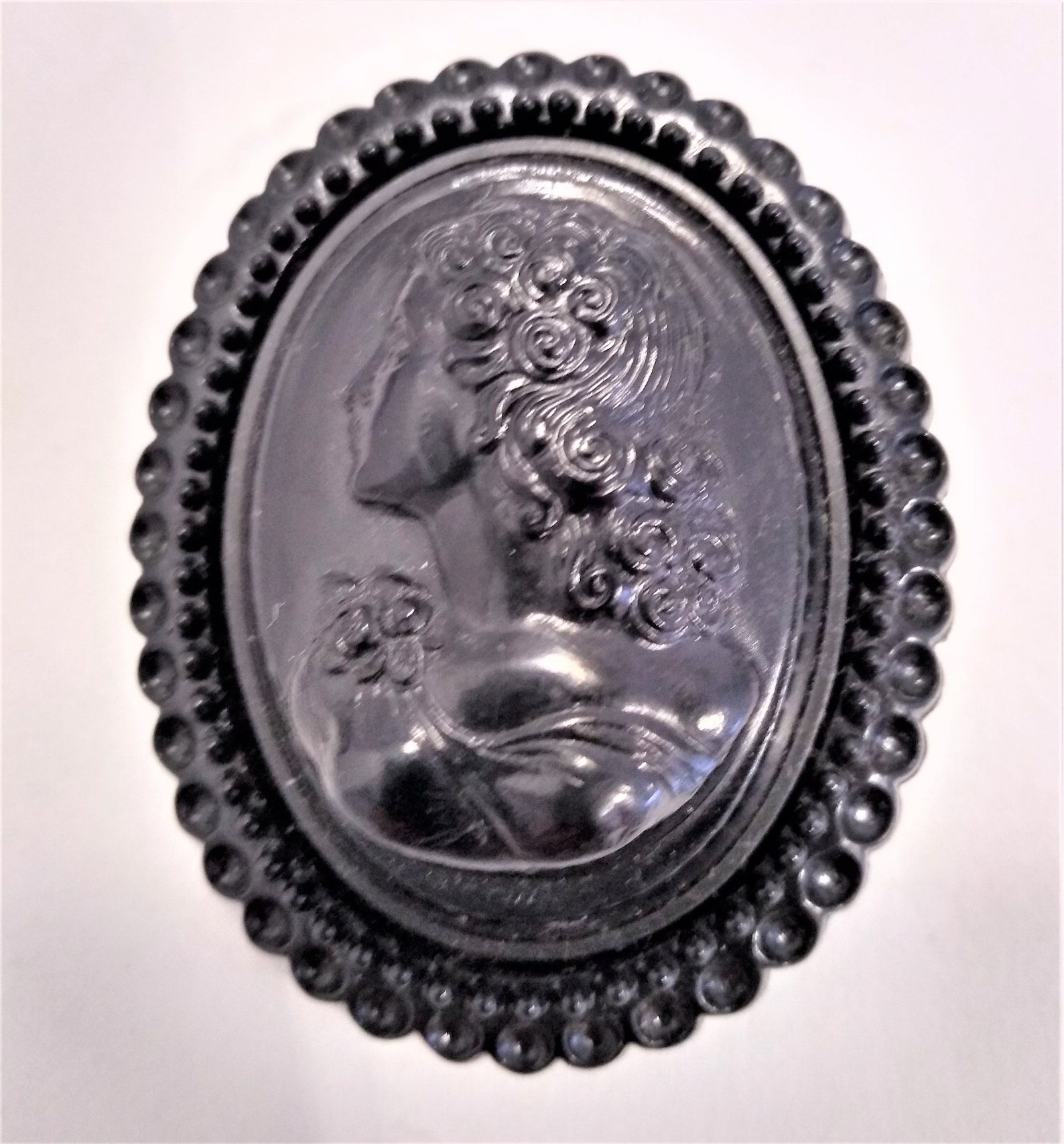 Vintage Plastic Cameo Brooch | Black on Black Cameo Brooch | Vintage ...