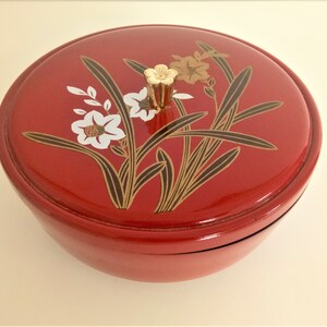 7 Vintage Japanese Box Lacquer Round Box Lidded Container Japan Lacquer ...