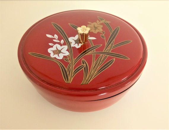 7 Vintage Japanese Box Lacquer Round Box Lidded - Etsy