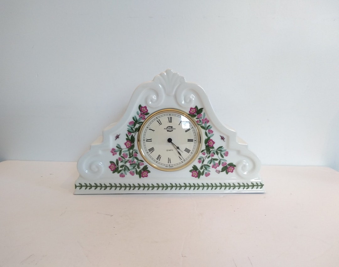 12.5" Portmeirion Botanic Mantle Clock | Porcelain Mantle Clock ...