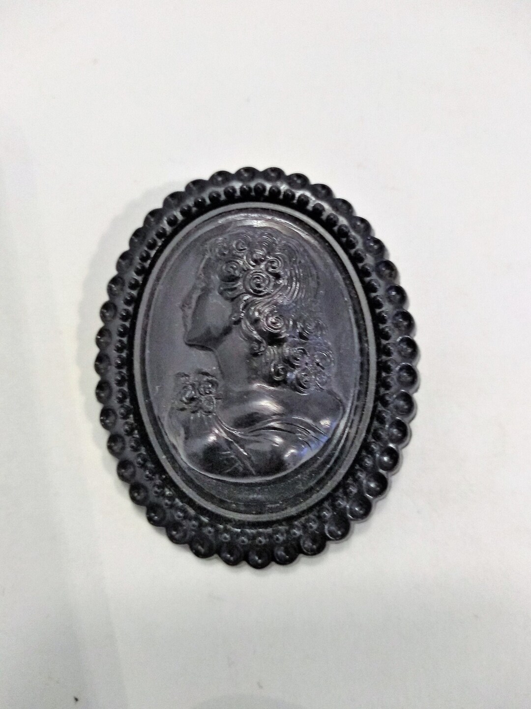 Vintage Plastic Cameo Brooch | Black on Black Cameo Brooch | Vintage ...
