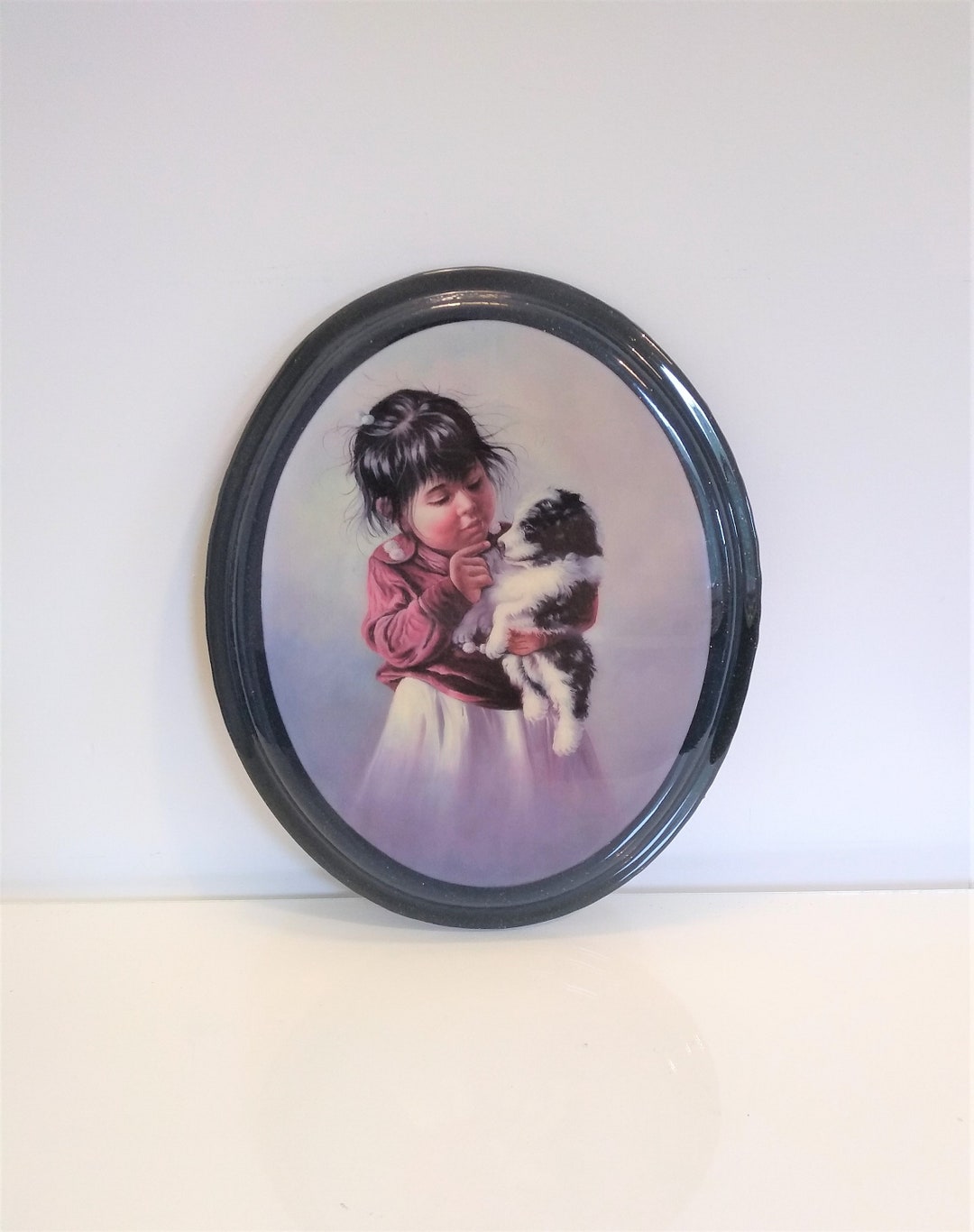 11 Vintage Shellac Wall Art Indigenous Girl Girl and Puppy - Etsy
