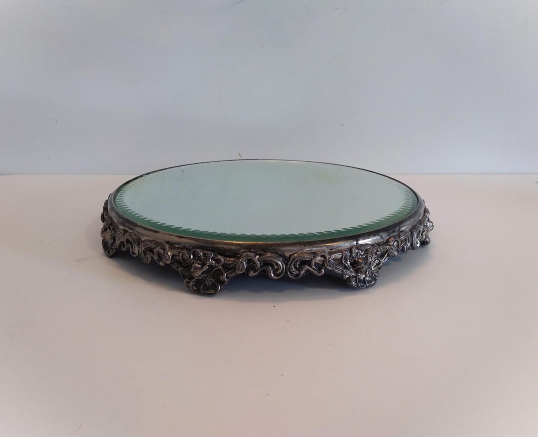 10" 3 Lbs. Antique Mirror Cake Stand | Antique Silver Plate Mirror Cake ...