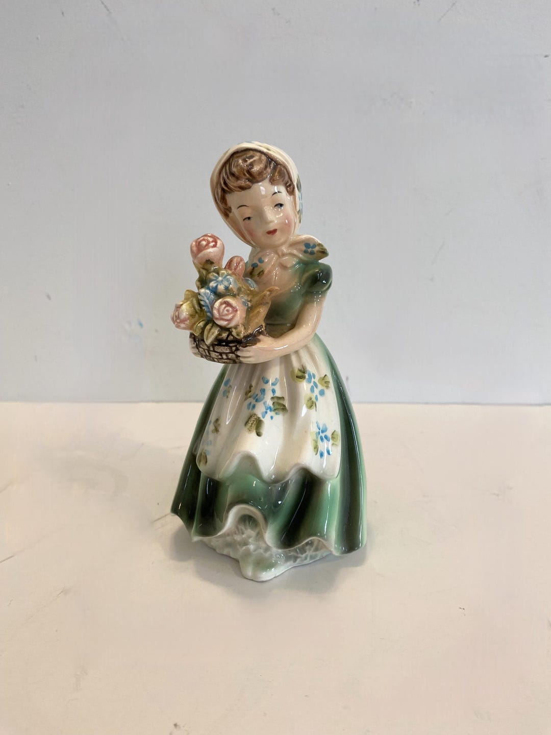 6.7" Vintage Figurine | Vintage Girl Figurine | Vintage Girl in Green ...