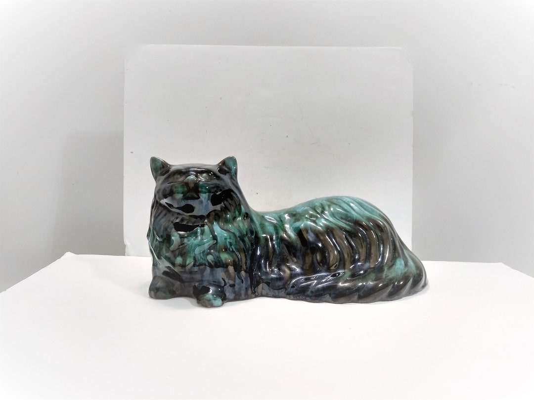 15" 4.8 Lbs. Large Blue Mountain Pottery Large Cat Figurine | Large ...