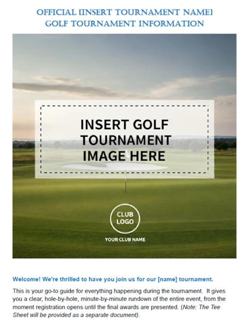 Editable Golf Tournament Planner Template | Event Program, Local Rules ...