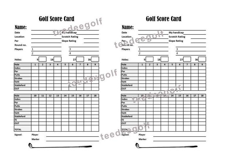 Golf Score Card Printable Download JPG/PNG/PDF Golf Records Golf Log ...