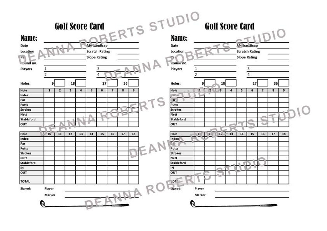 Golf Score Card Printable Download JPG/PNG/PDF Golf Records Golf Log ...