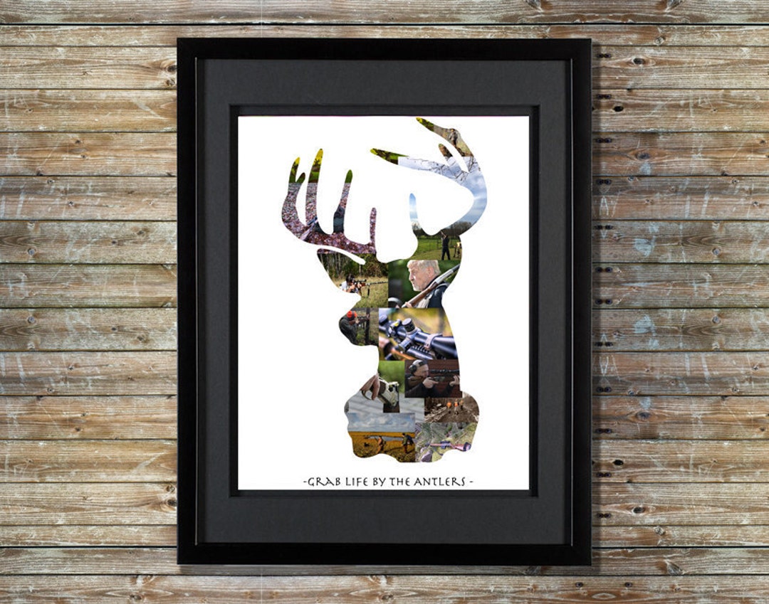 Custom Deer Photo Collage | Hunting Gifts, Skull Art - Etsy