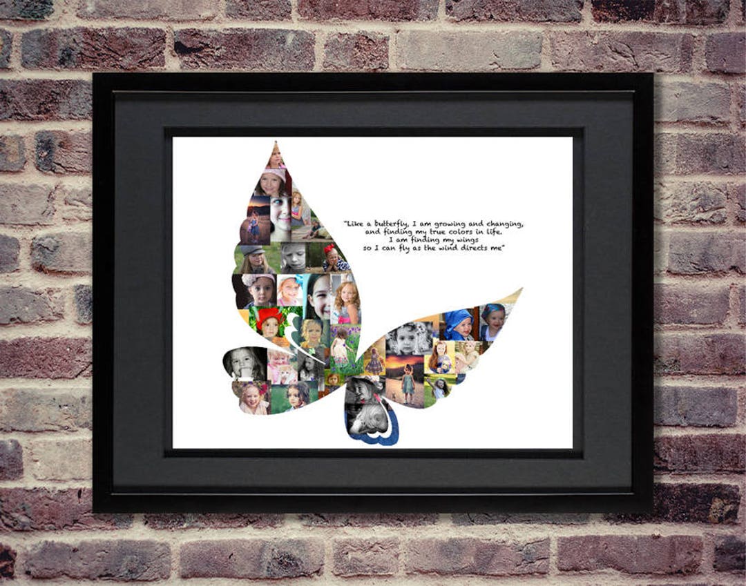 Butterfly Photo Collage Butterfly Shape Collage Butterfly - Etsy