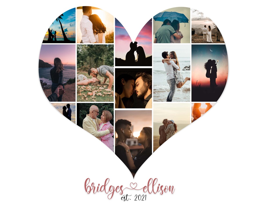 Heart Template PSD Heart Template 15 Photos Collage | Etsy