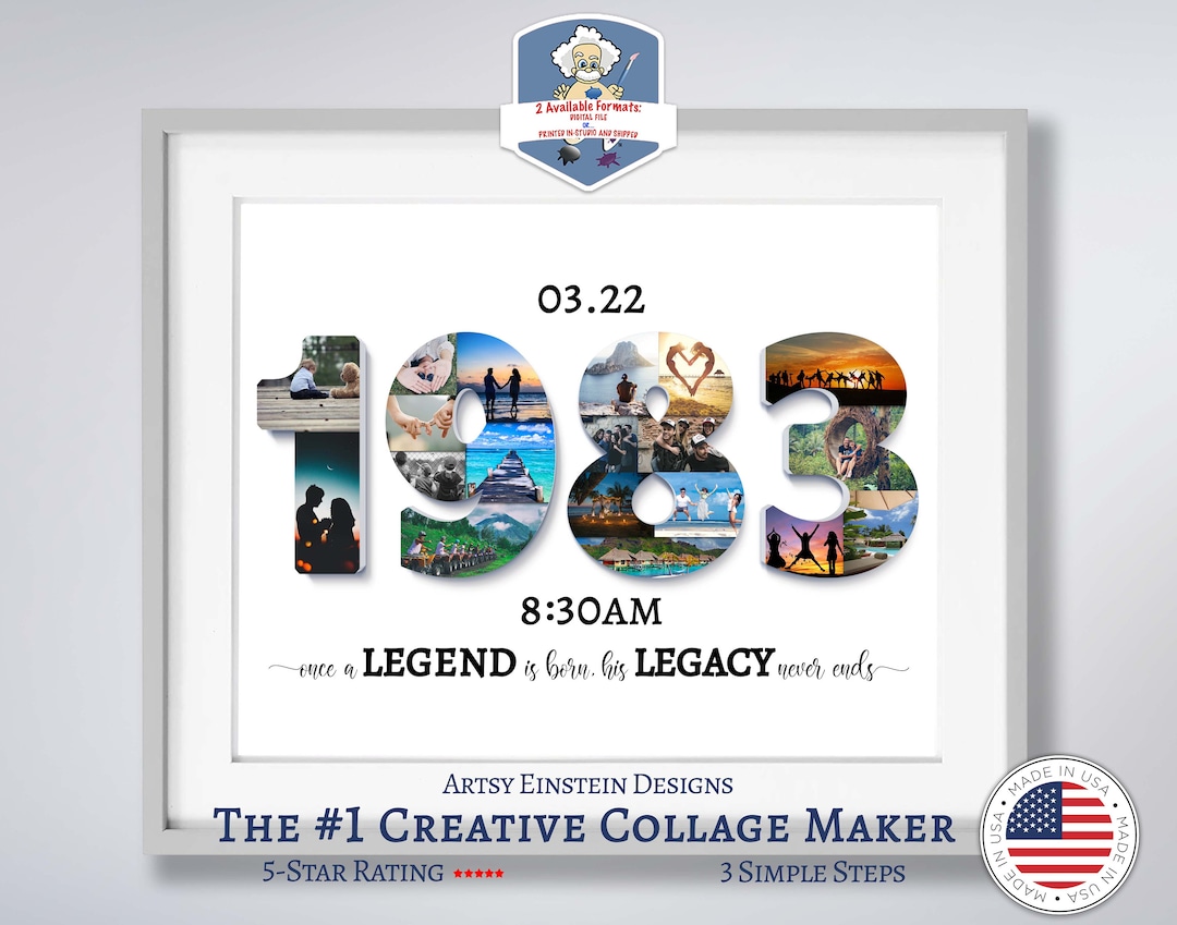 40th Birthday Custom Photo Collage | Born in 1983 | Personalized ...