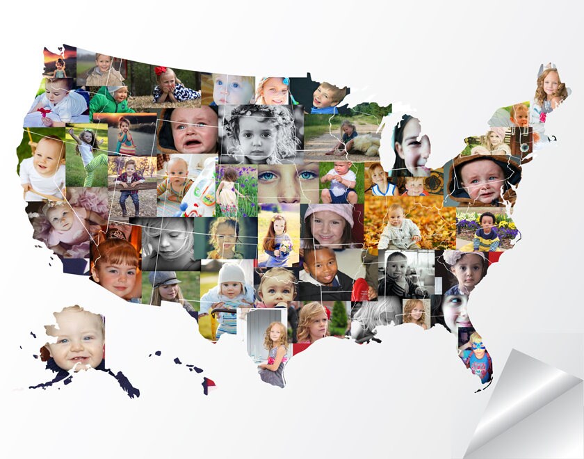 Custom Photo Collage Map of U.S. USA Map United States Map - Etsy