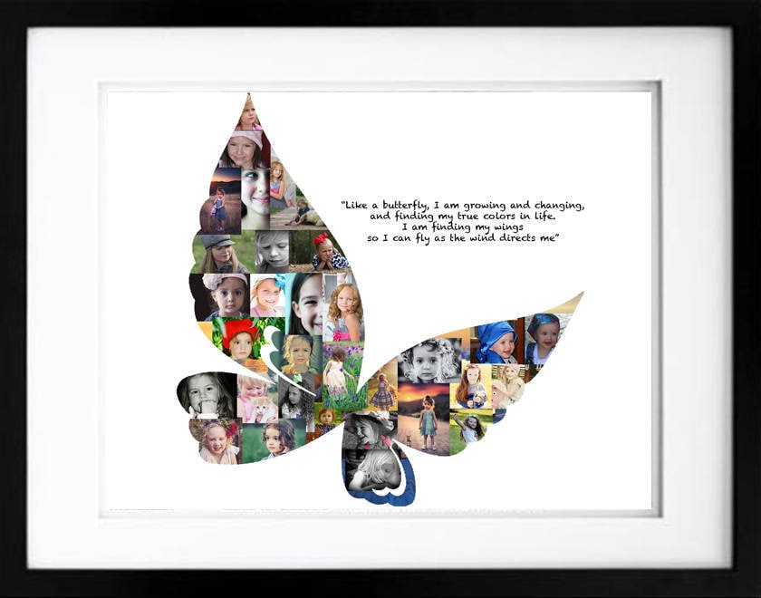 Butterfly Photo Collage Butterfly Shape Collage Butterfly | Etsy