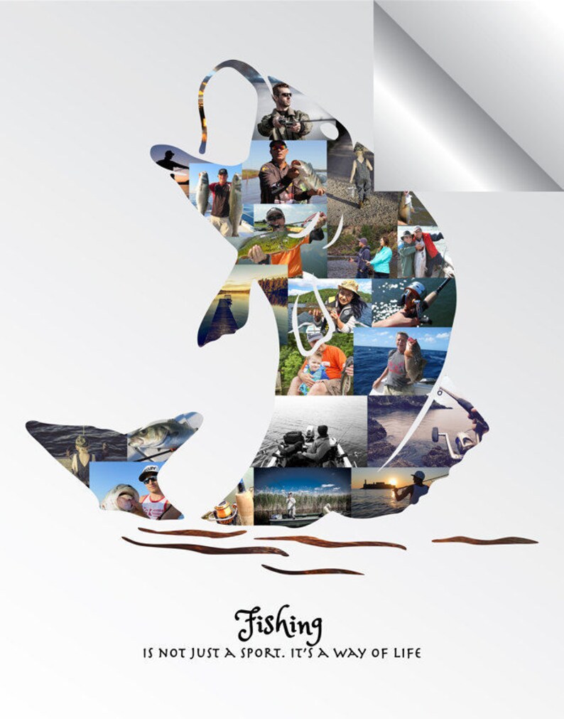 Bass Fish Photo Collage Fishing Gifts for Men Fishing | Etsy