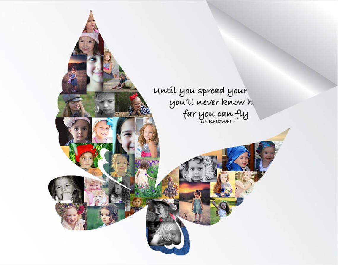 Butterfly Photo Collage Butterfly Shape Collage Butterfly - Etsy