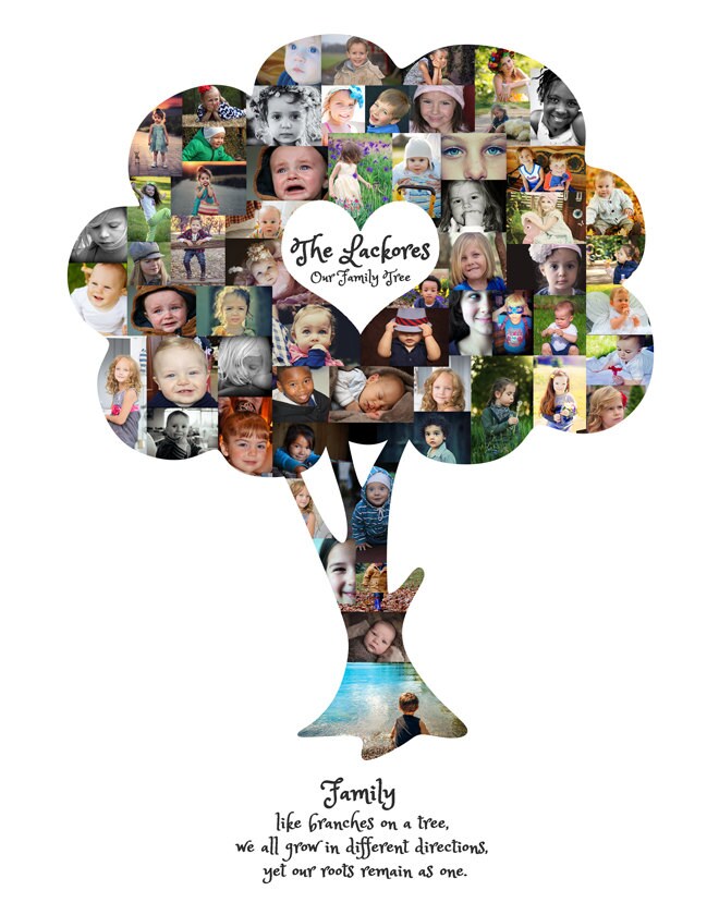 Family Tree Photo Collage Family Tree Wall Art Family Tree | Etsy