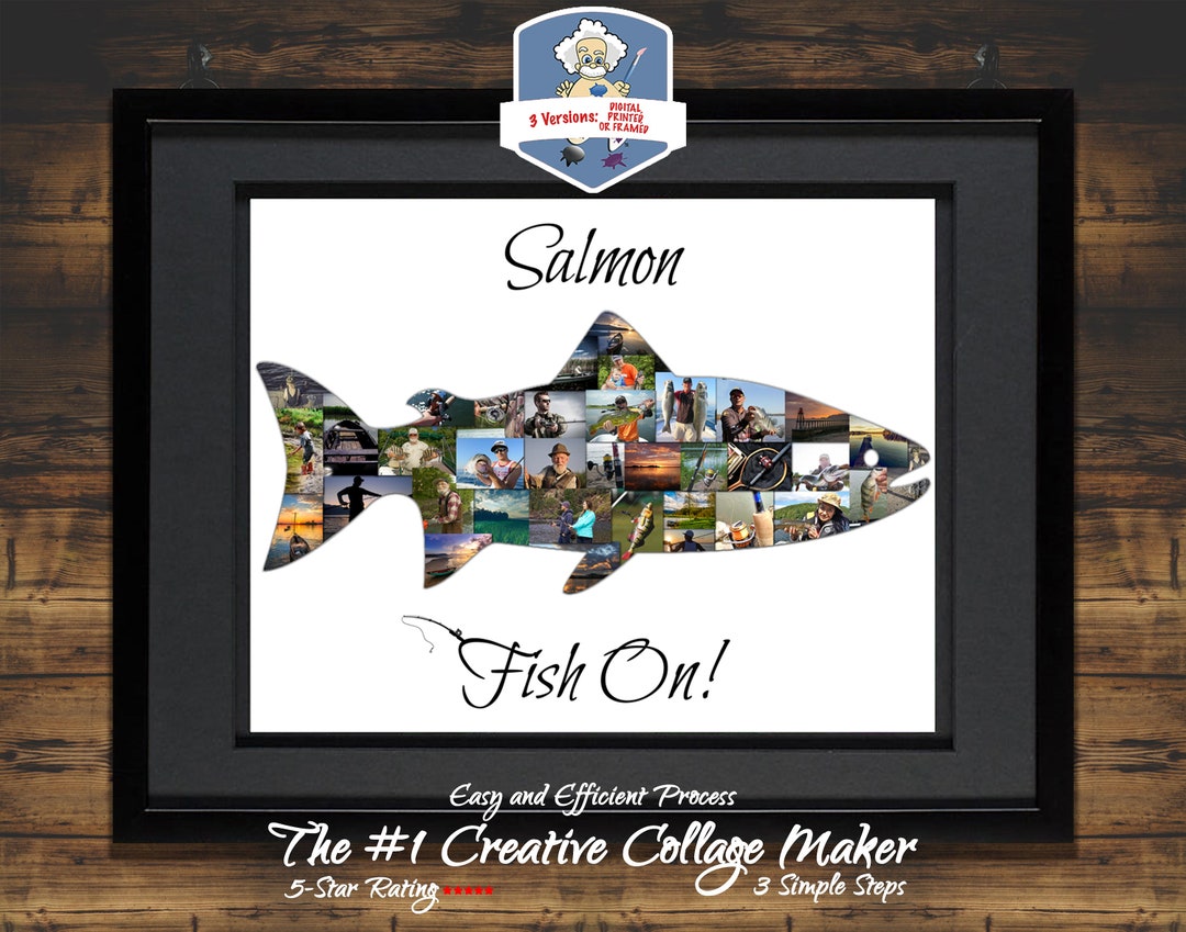 Custom Salmon Fish Photo Collage | Fishing Decor | Personalized Fishing ...
