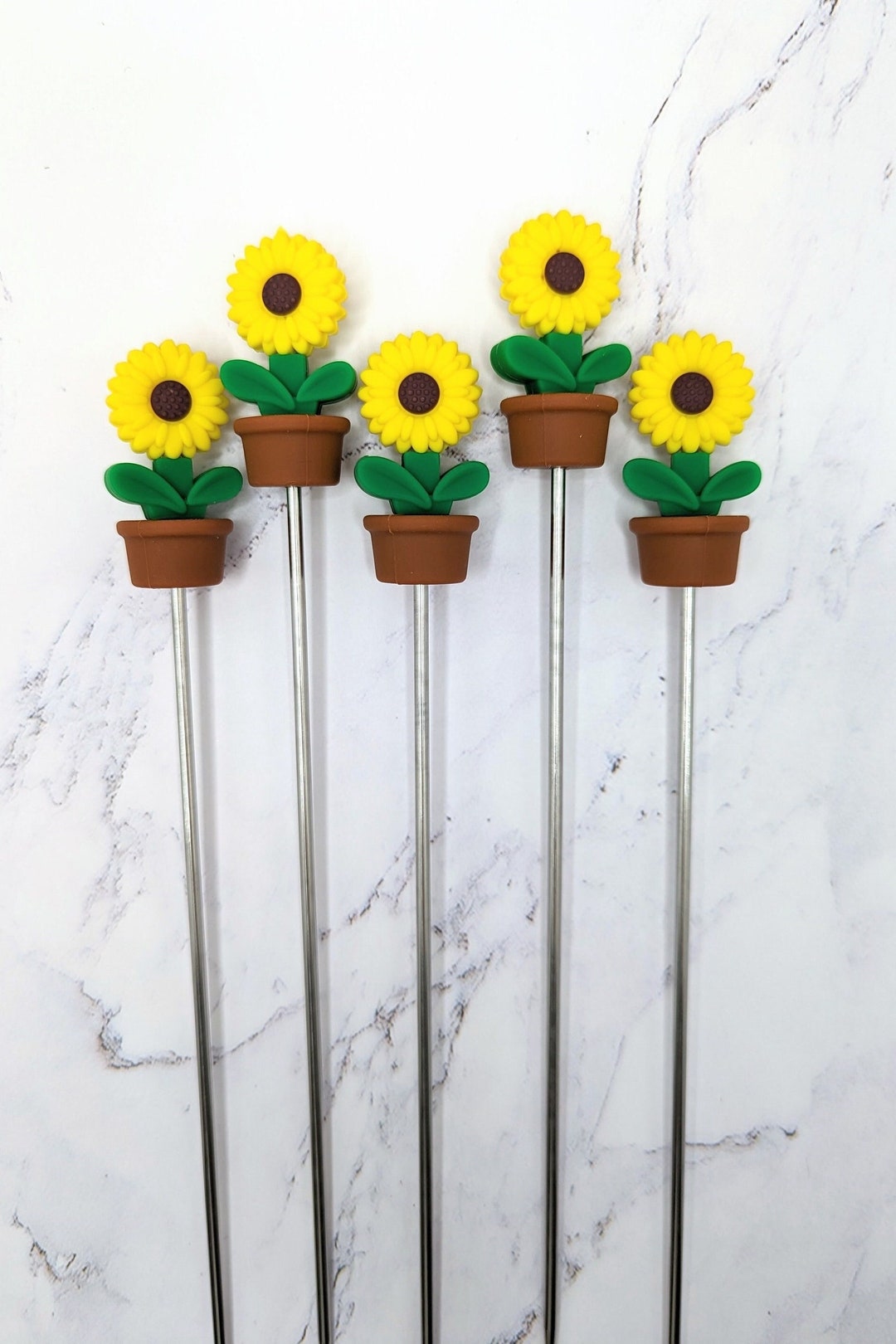 Amigurumi Sticks, Sunflowers, Ami Sticks, Set of 5, Crochet Sticks ...