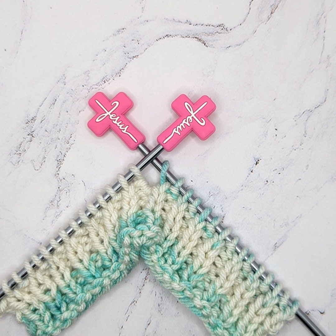 Stitch Stoppers, Set of 2, Jesus Cross, Needle Stoppers, Knitting ...