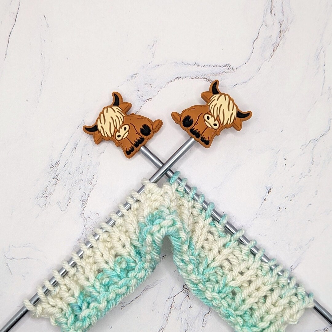 Stitch Stoppers, HIGHLAND COWS, Set of 2, Needle Stoppers, Knitting ...