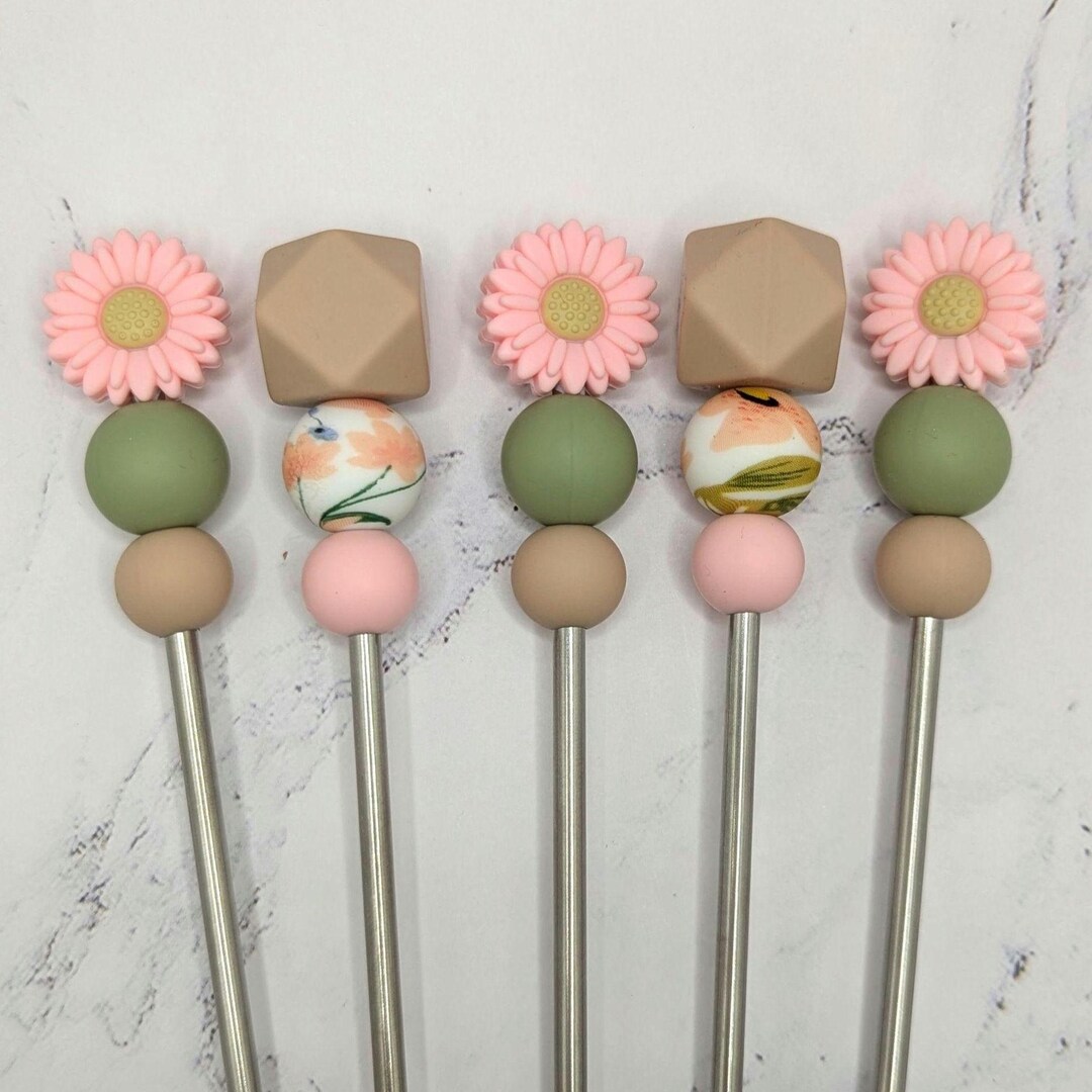 Amigurumi Sticks, Light Pink Flowers, Ami Sticks, Set of 5, Sewing ...