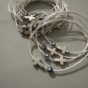 25 - Baptism Martyrika Witness Bracelets Silver Cross Tiny Evil Eye ...