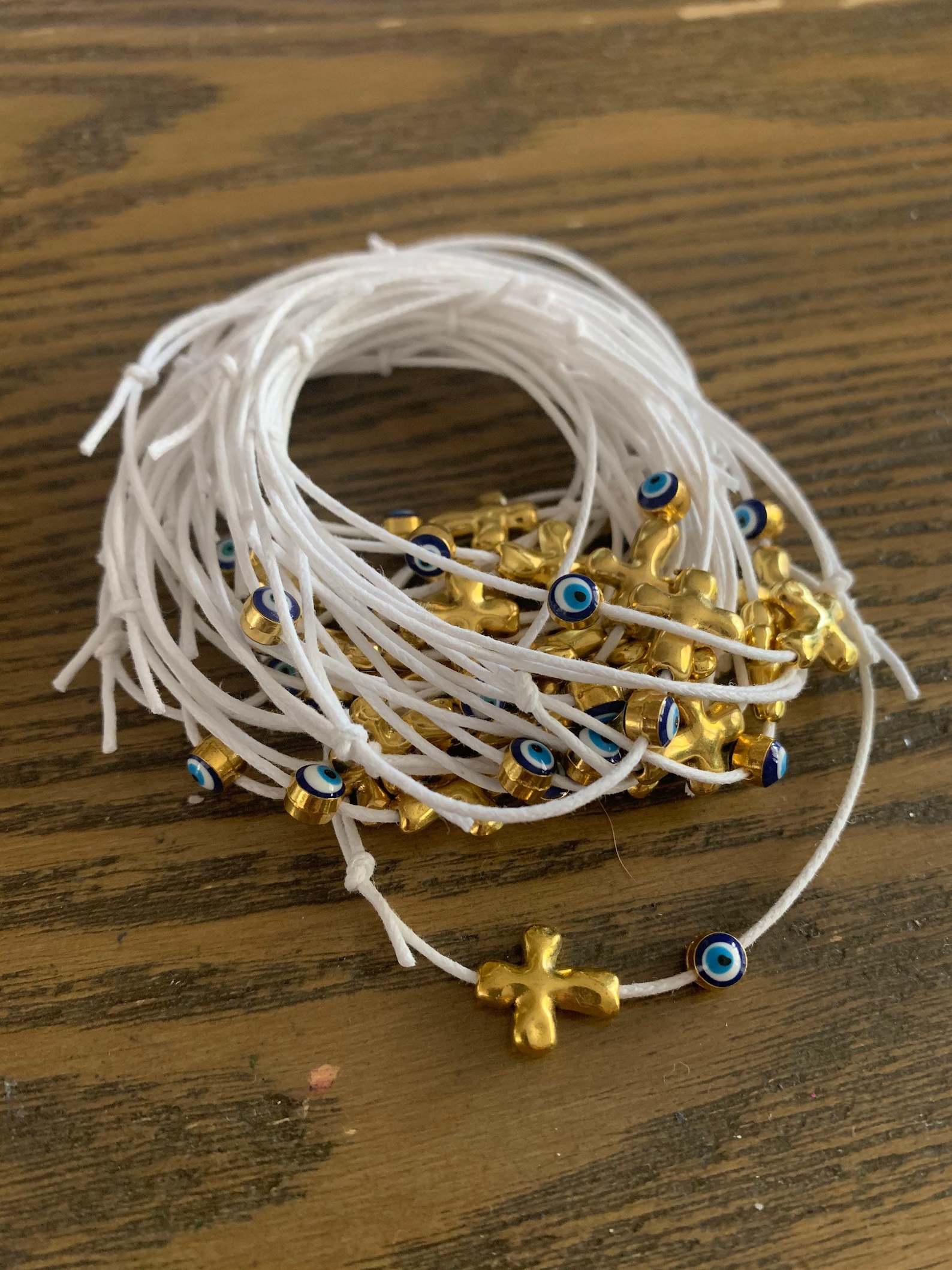 25 Baptism Martyrika Witness Bracelets Gold Cross Tiny Evil - Etsy