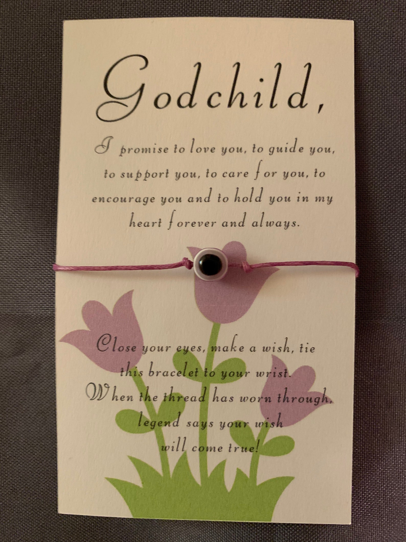 Godchild Wish Bracelet Godchild Gift Birthday Gift Thinking - Etsy