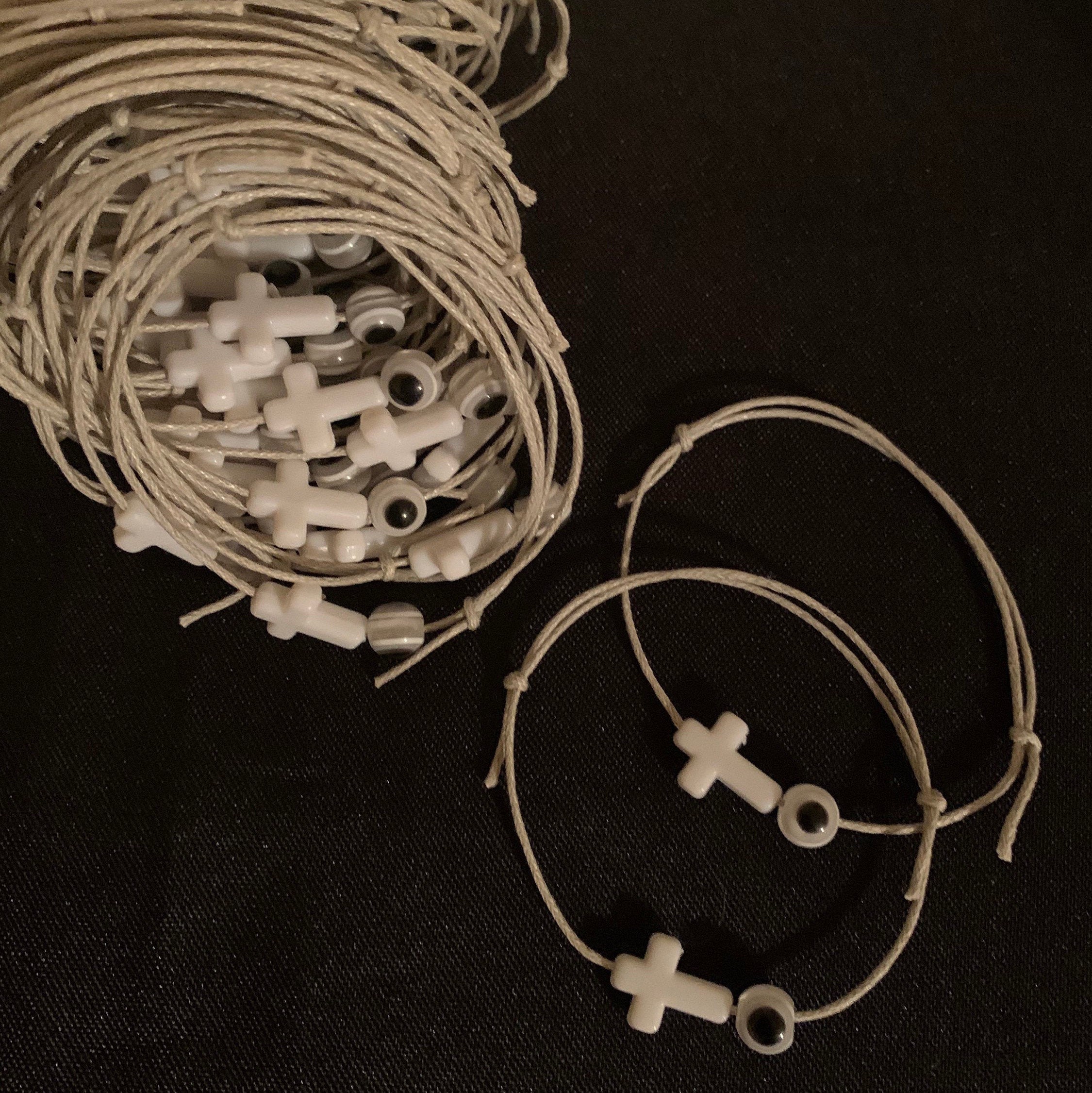 30- Baptism Martyrika (Witness Bracelets) / Silver Wax Cord / White ...