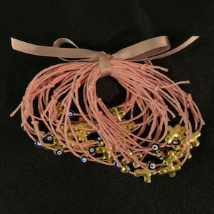 25 - Baptism Martyrika Witness Bracelets Gold Cross Tiny Evil Eye Bead ...