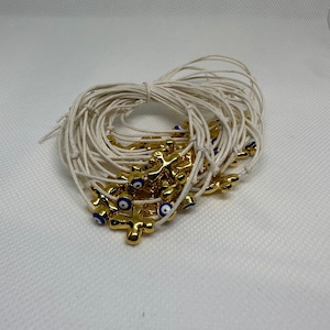 25 - Baptism Martyrika Witness Bracelets Gold Cross Tiny Evil Eye Bead ...