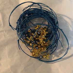 25 - Baptism Martyrika Witness Bracelets Gold Cross Tiny Evil Eye Bead ...