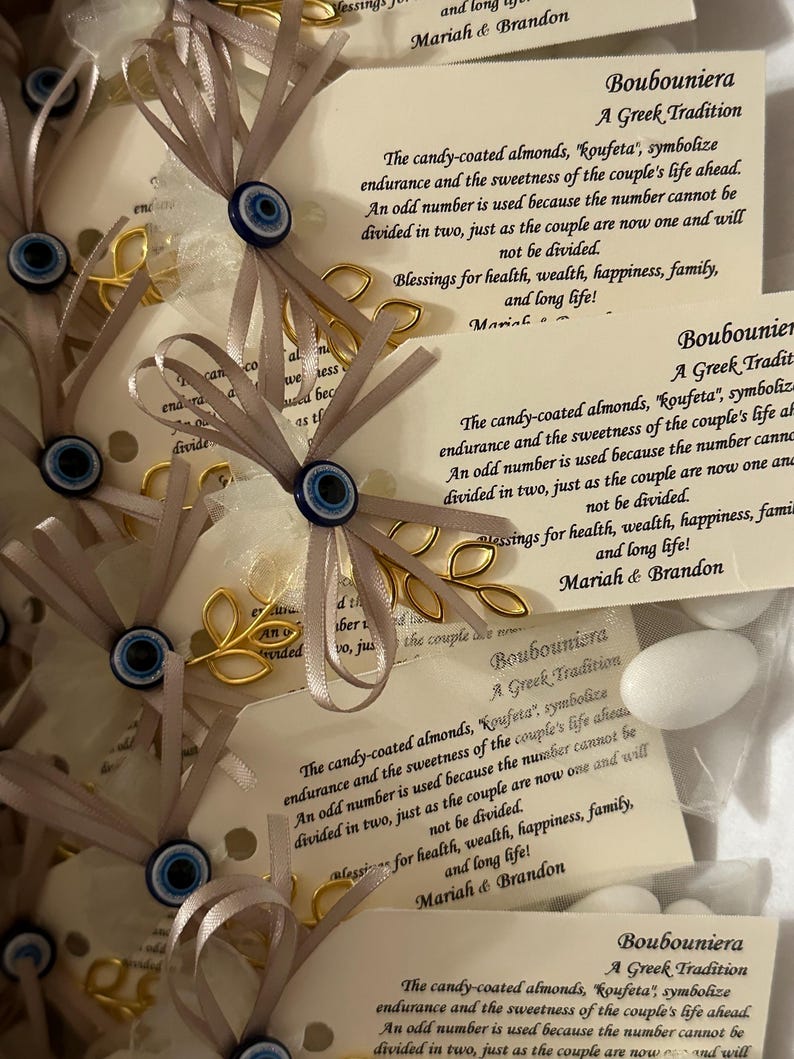 50 - Greek Boubounieres "koufeta" Mati Wedding Favors (candy Coated ...