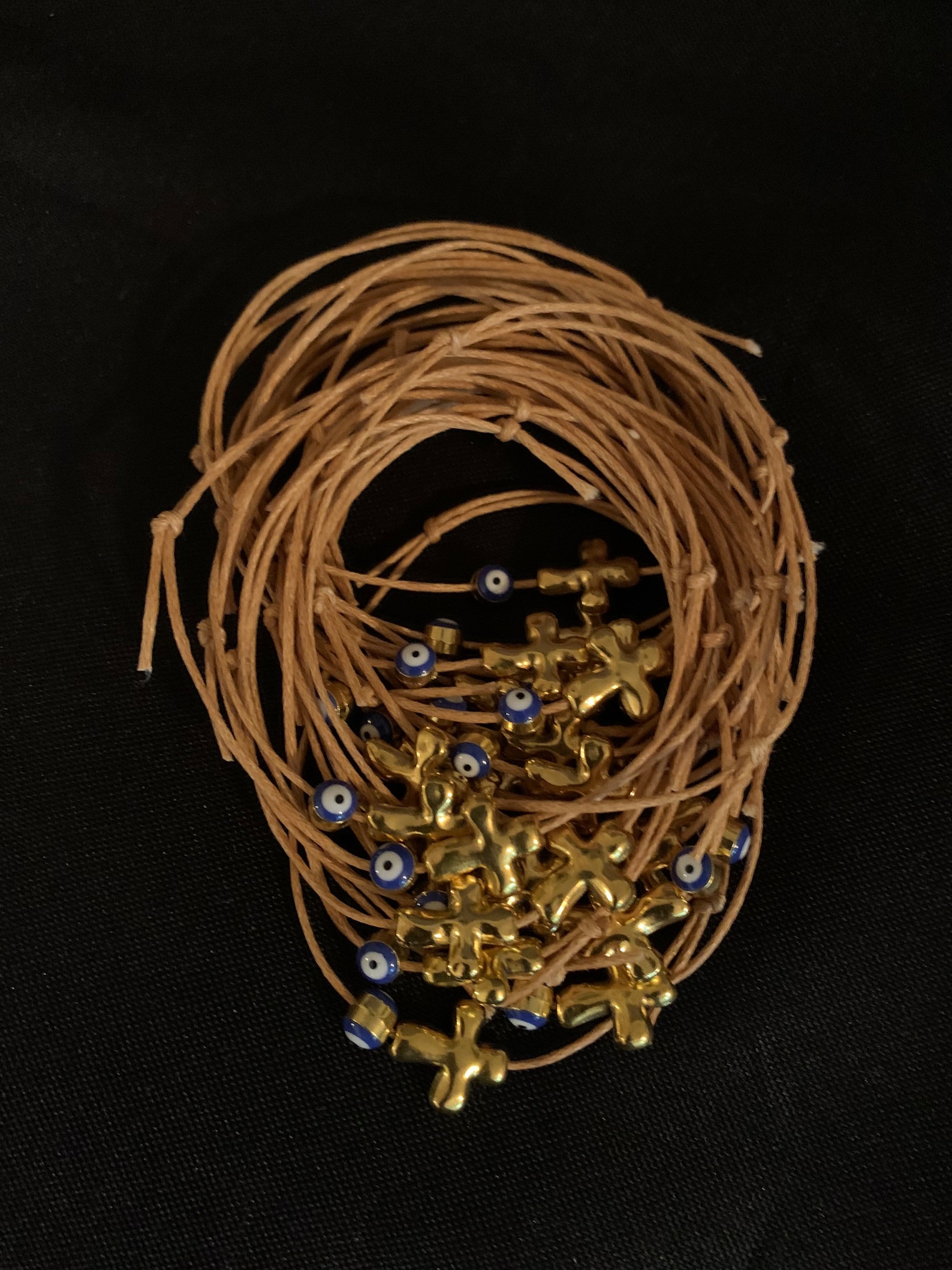 25 Baptism Martyrika Witness Bracelets Gold Cross Tiny Evil - Etsy