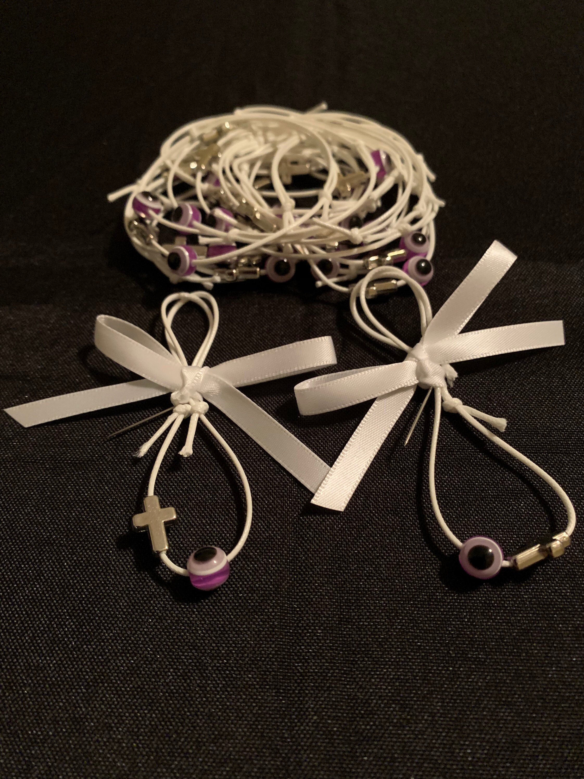 50- Baptism Martyrika (Witness Bracelets) / Silver Cross & Wax Cord ...