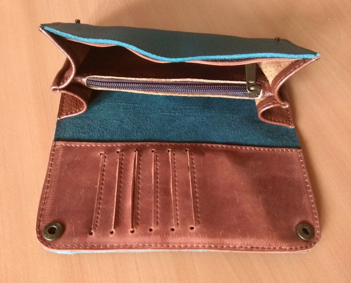 Women's Leather Wallet Minimalist Long Slim Wallet Zipper | Etsy