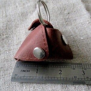 Leather Key Chain Triangle Small Coin Purse Key Holder Pyramid Earphone ...