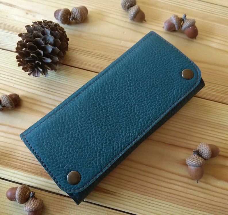 Women's Leather Wallet Minimalist Long Slim Wallet Zipper | Etsy