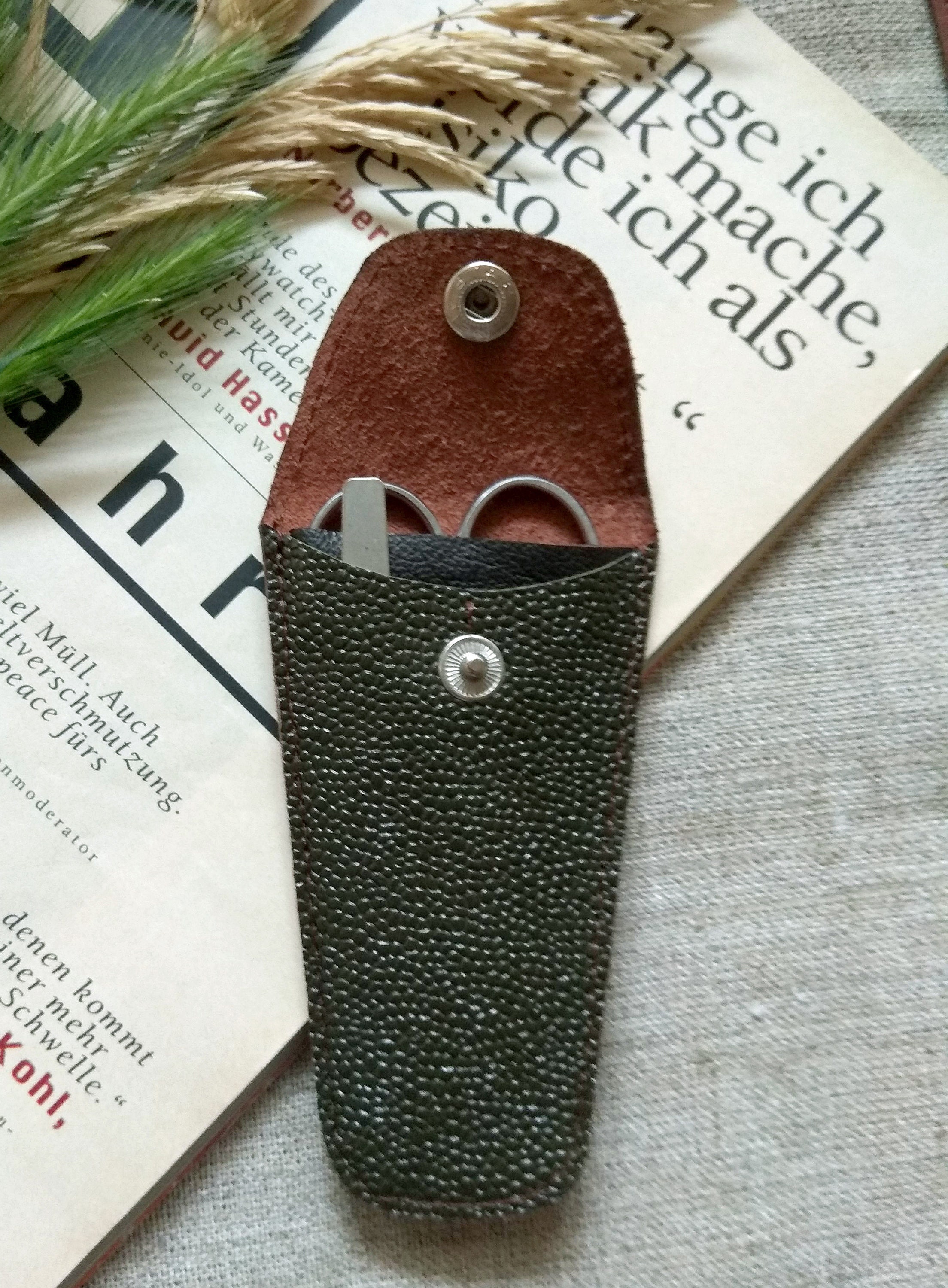 Small Leather Scissors Case Organizer Manicure Set Mini Travel - Etsy