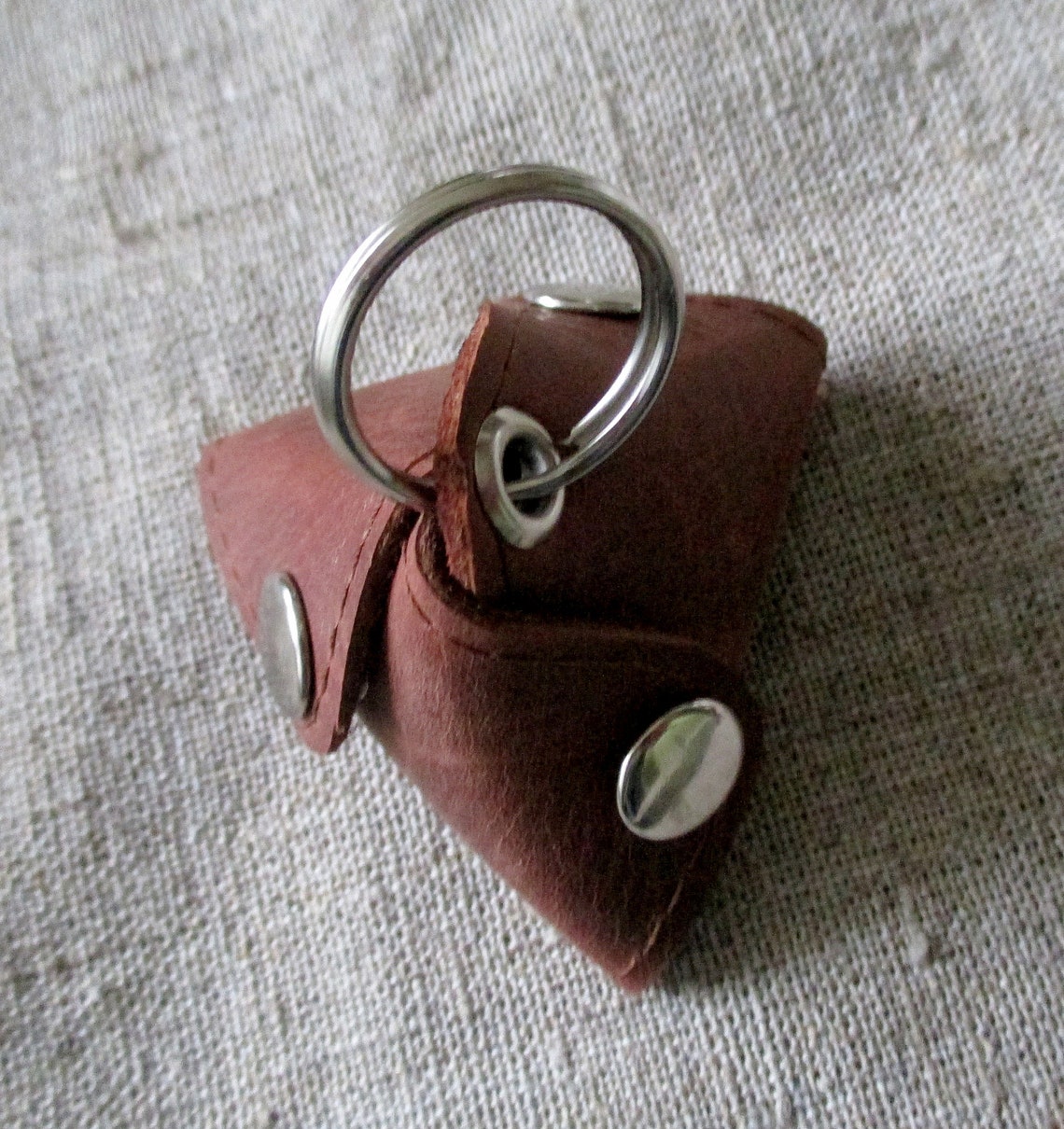 Leather key chain triangle small coin purse key holder pyramid | Etsy