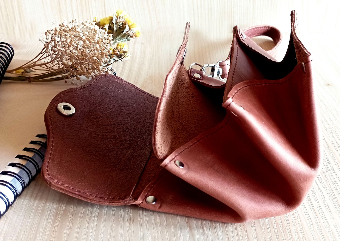 Mini Coin Purse Leather Accordion Wallet With Wrist Strap - Etsy